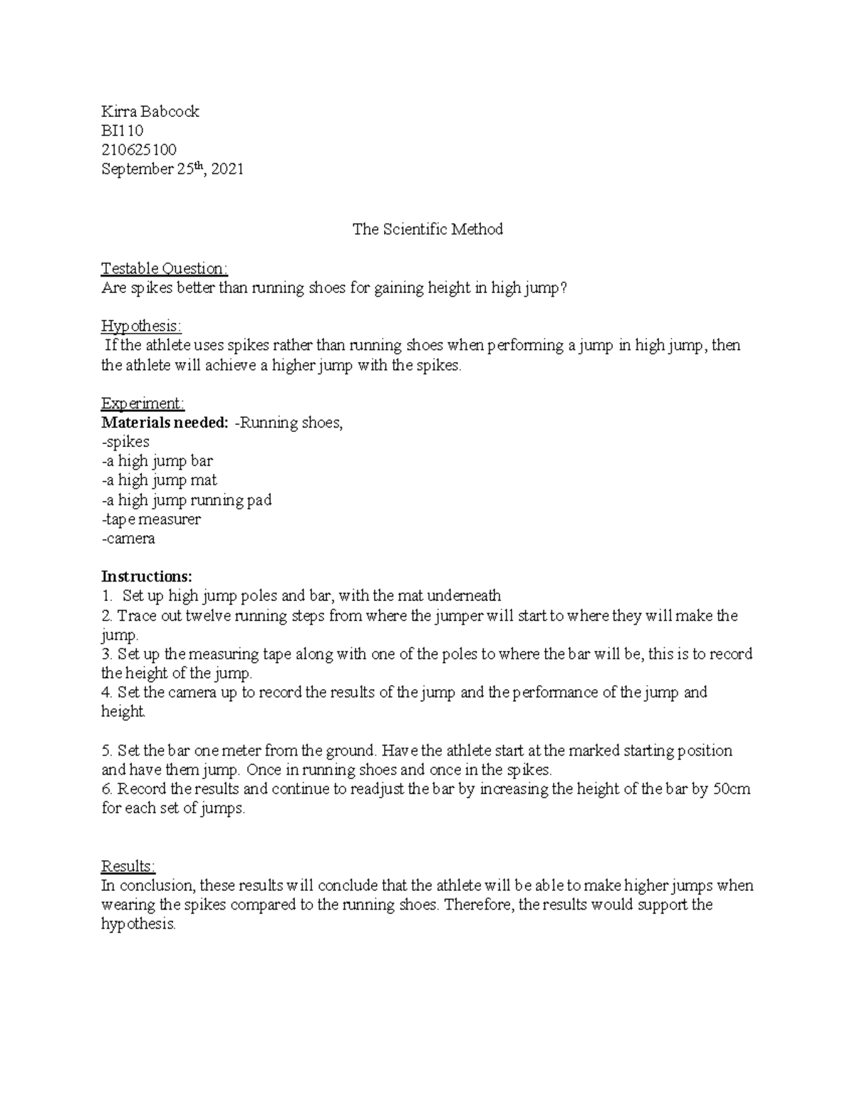 Tutorial 1 Assignment 2 - Kirra Babcock BI 210625100 September 25th ...