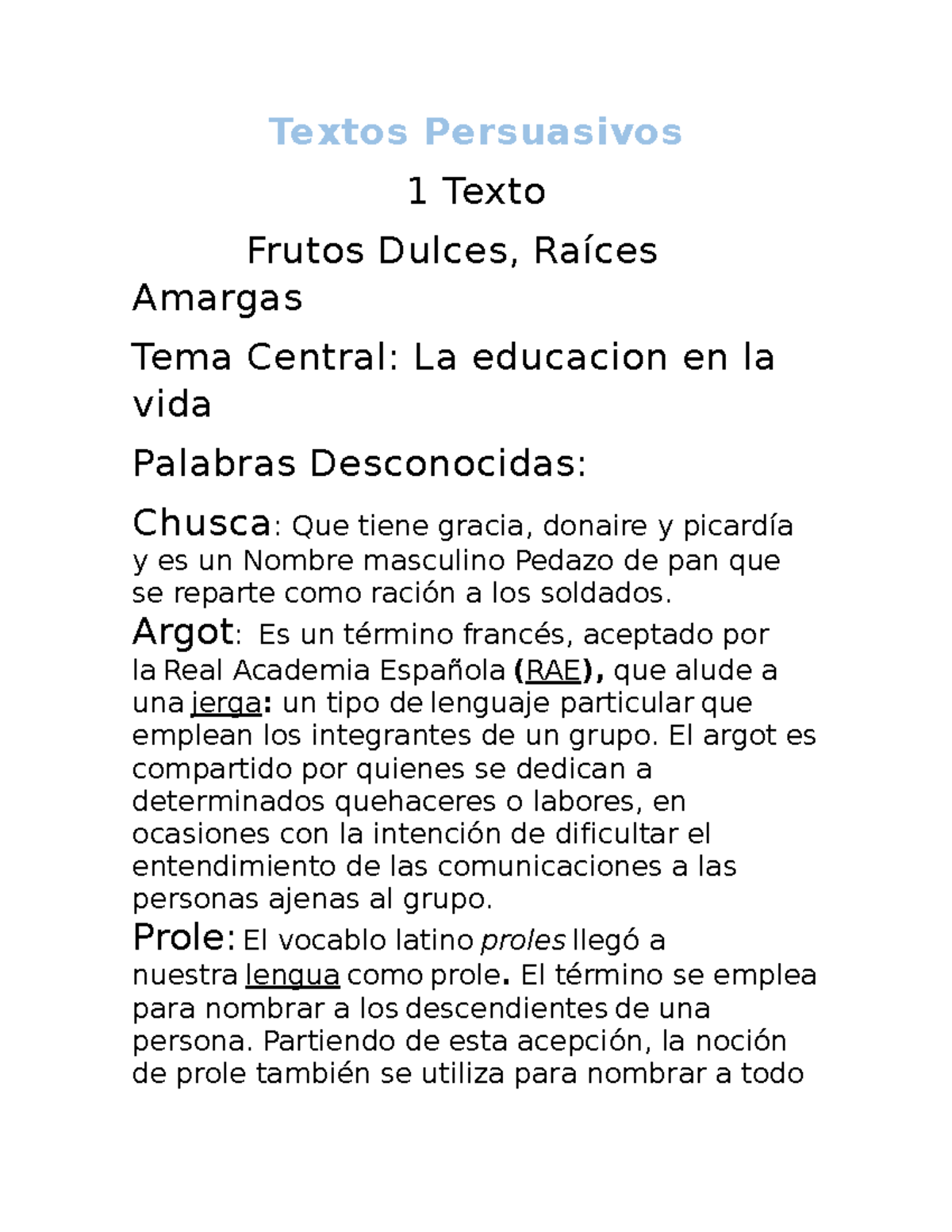 Comprensión lectora de los textos Persuasivos de Valeria Recarte Palma ...