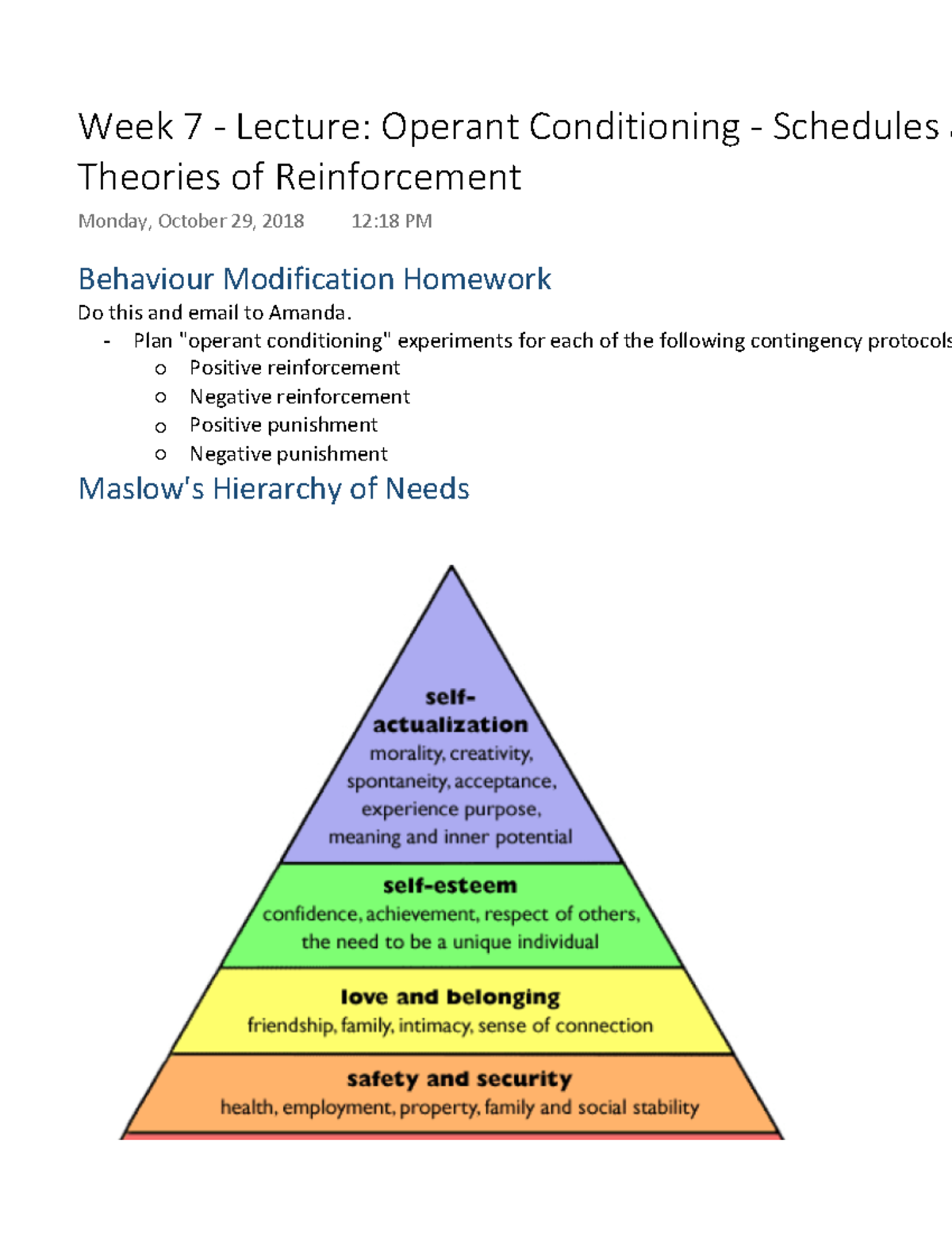 Week 7 - Lecture Operant Conditioning - Schedules and Theories of ...