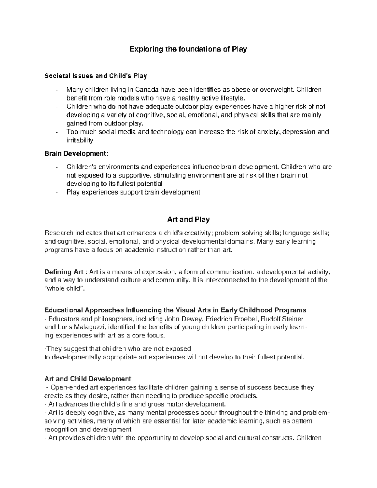 Foundations of ECE - Exploring the foundations of Play Societal Issues ...