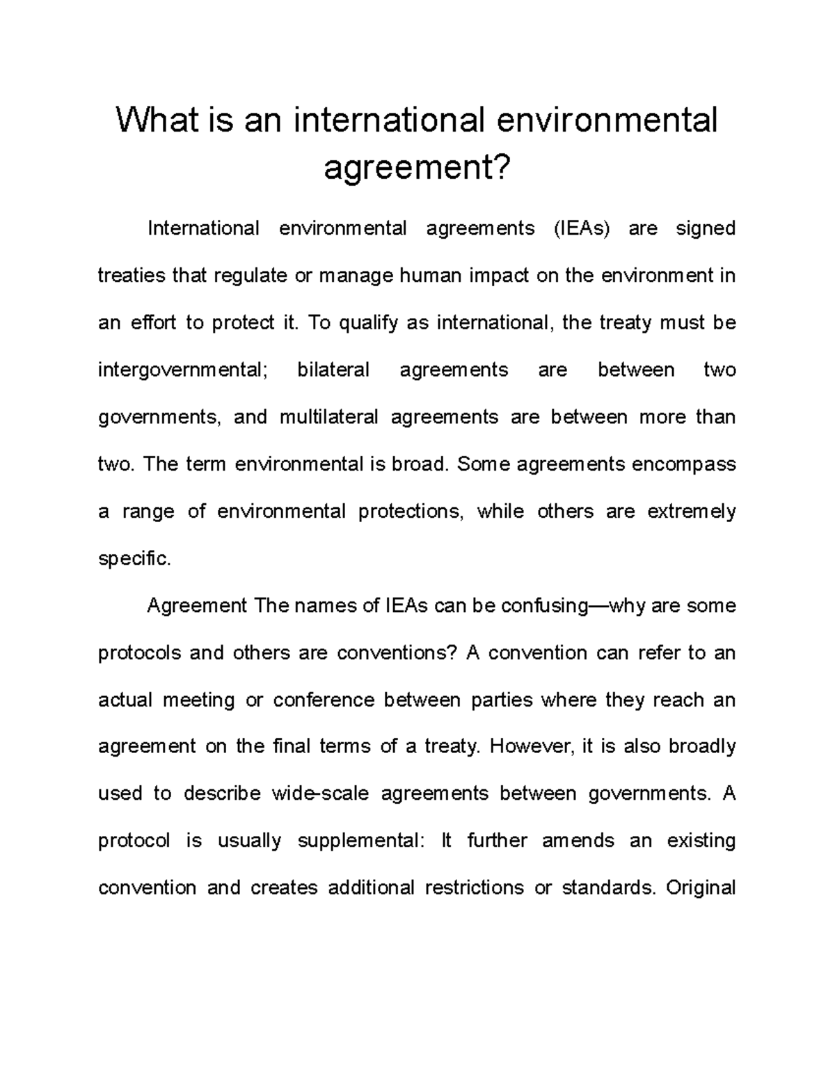 What is an international environmental agreement - What is an ...