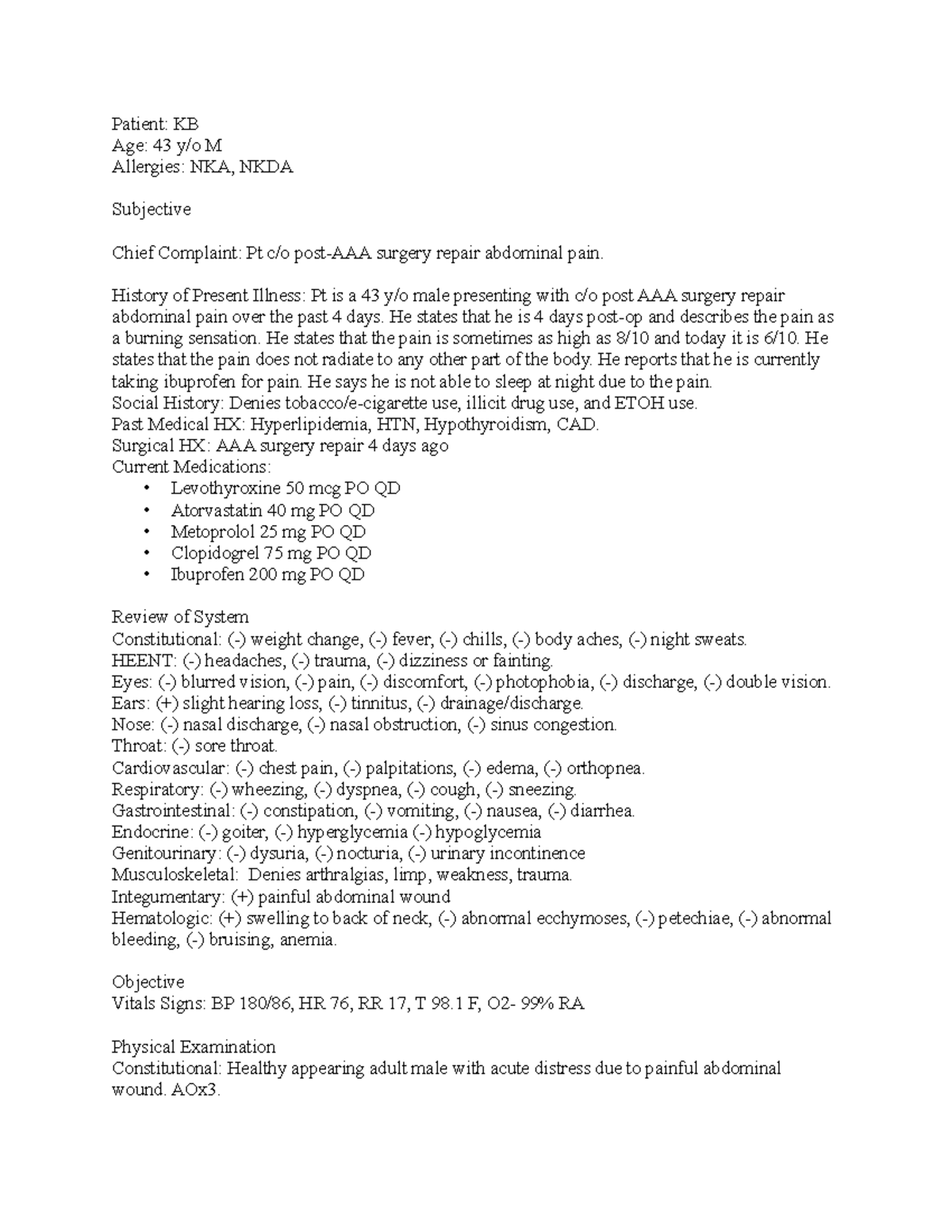 SOAP NOTE #30 - Assignment coursework for nursing course - Patient: KB ...