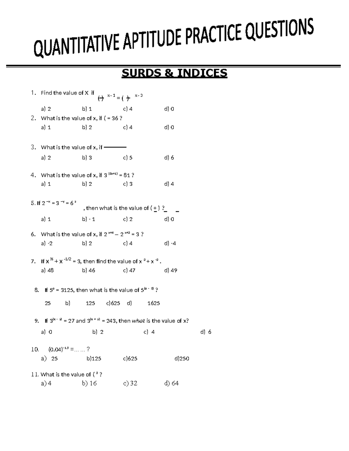 Aptitude - Practice Questions - Cognitive Aptitude Test I - KIIT ...