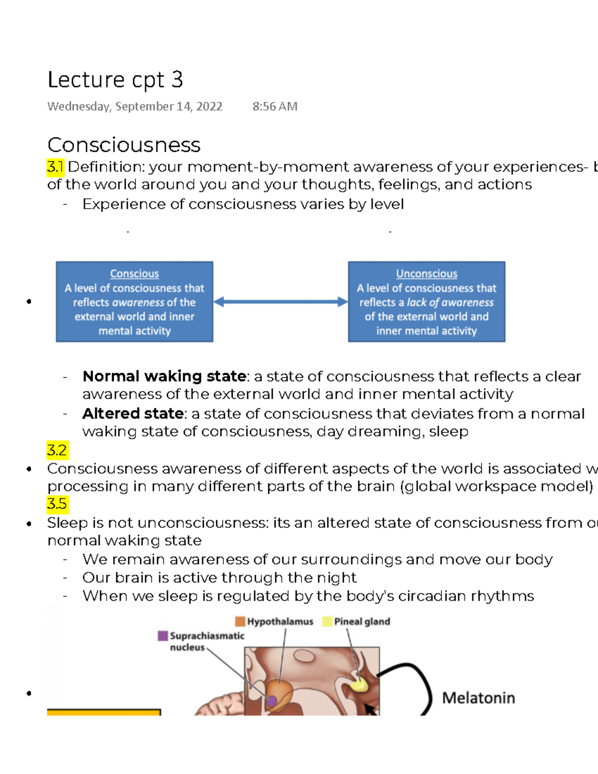 Lecture cpt 3 - Dennis Miller - Consciousness 3 Definition: your moment-by-moment awareness of ...