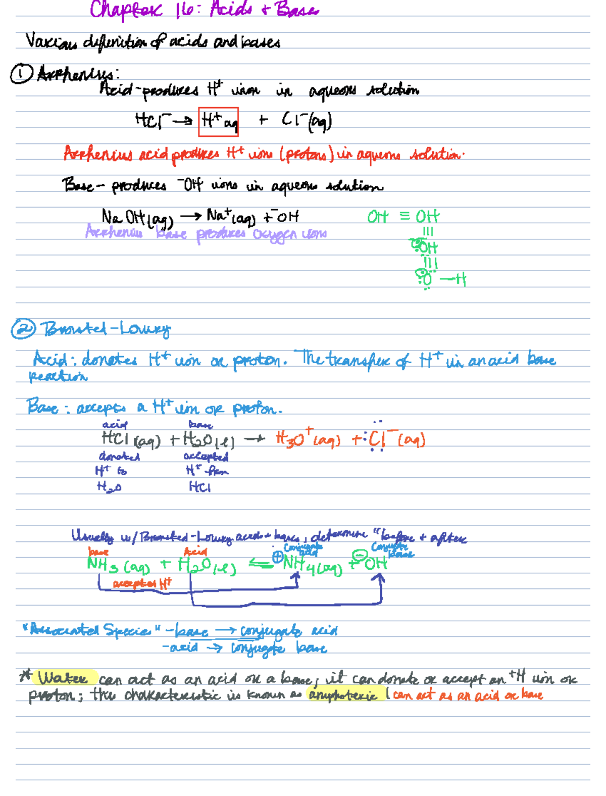 Chapter 16 Acids and Bases - Chapter 16 Acids Bases Variousdefinitionsofacids andbases Arrhenius ...