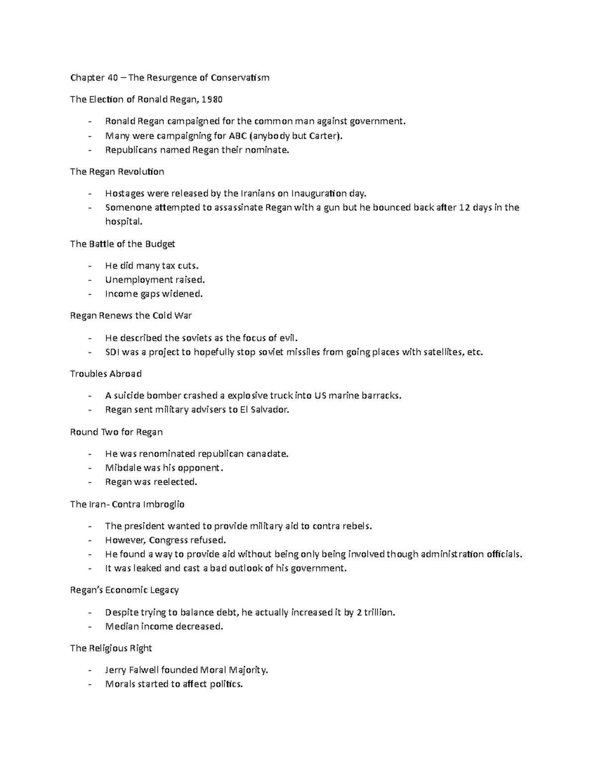 Apush 40 - 13th edition, summary by each section in chapter - Chapter ...