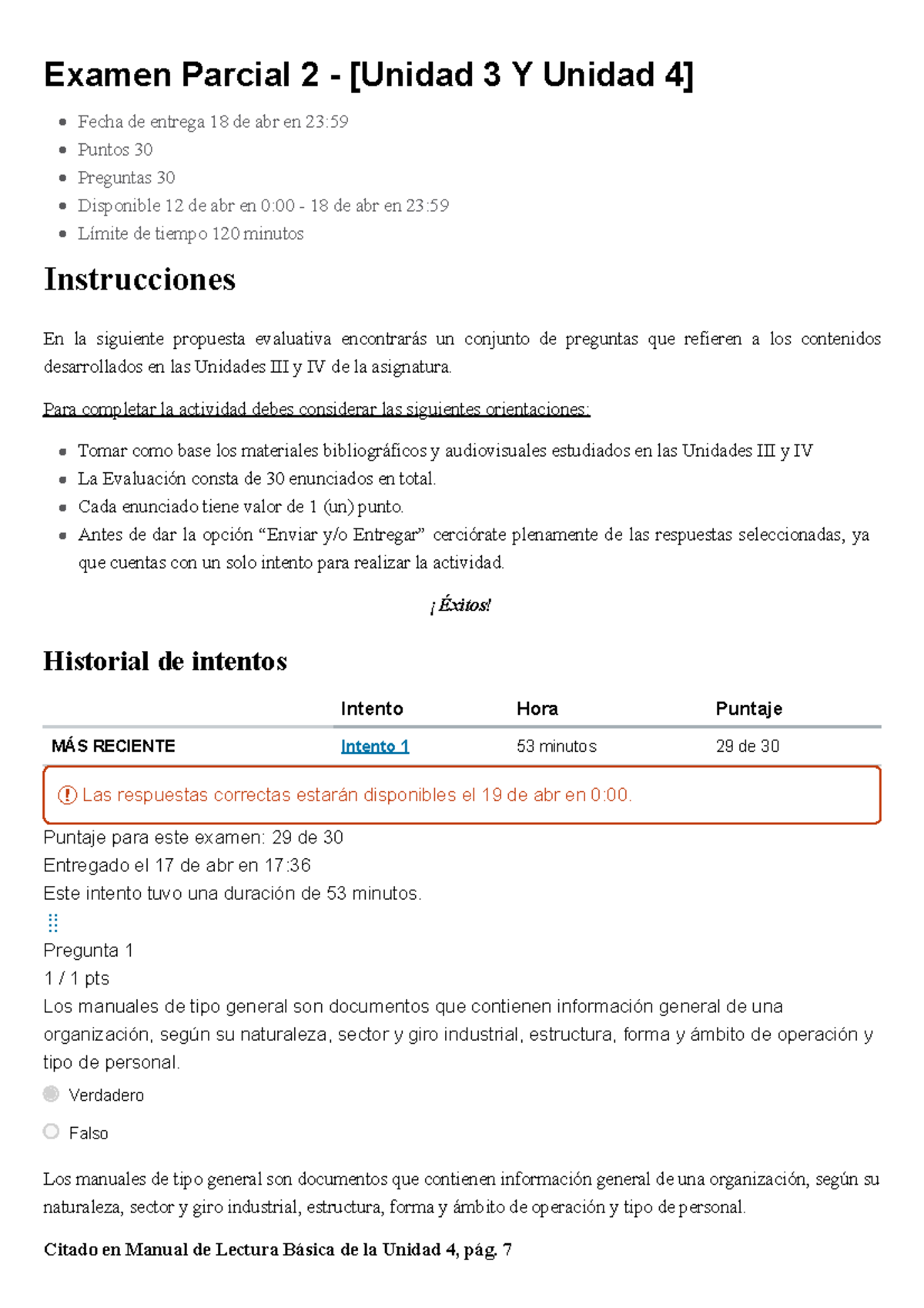 Examen Parcial 2 - [Unidad 3 Y Unidad 4] Organizacion Y Metodos II - Examen Parcial 2 - [Unidad ...