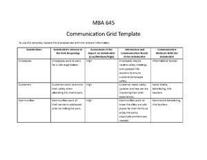 Module 2 Communciation Plan - MBA 645 Communica琀椀on Grid Template Megan ...