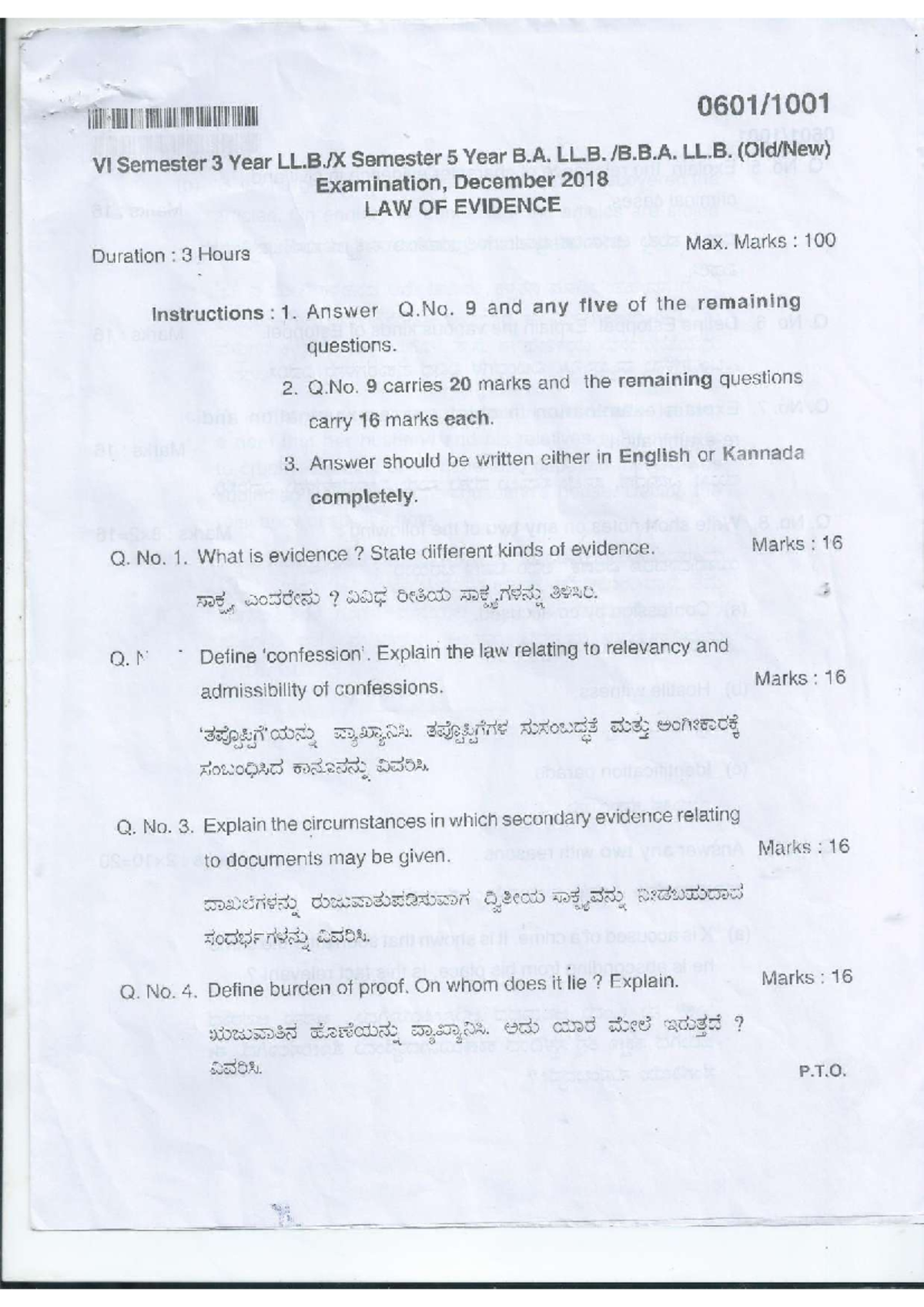 LAW OF Evidence - question papers - Law of evidence - Studocu