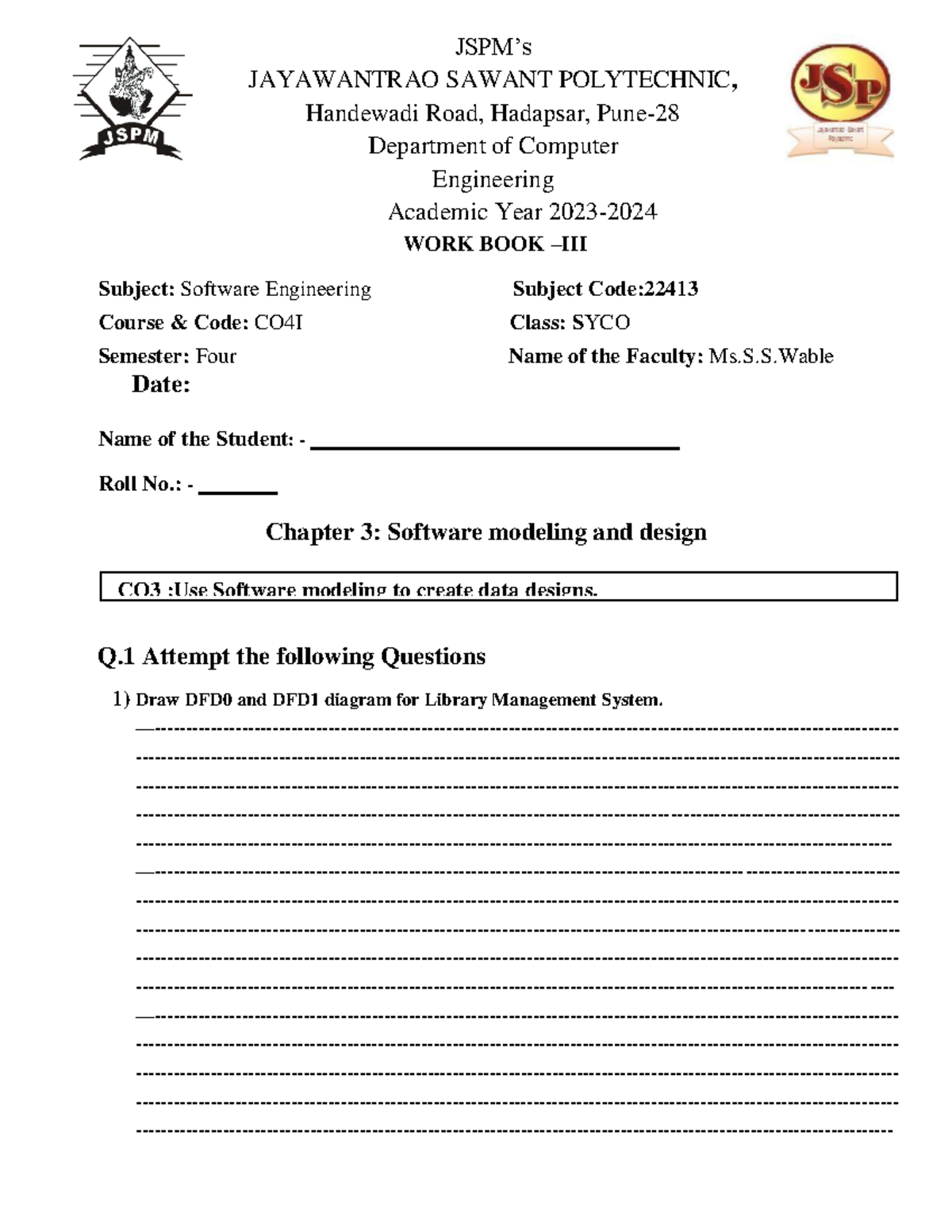 Workbook 3 - very imp - JSPM’s JAYAWANTRAO SAWANT POLYTECHNIC ...