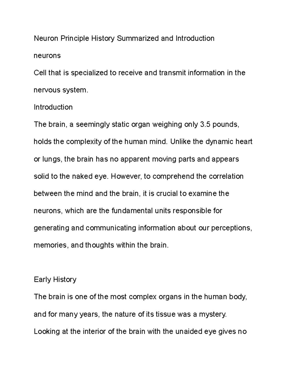 Neuron Principle History Summarized and Introduction - Neuron Principle ...