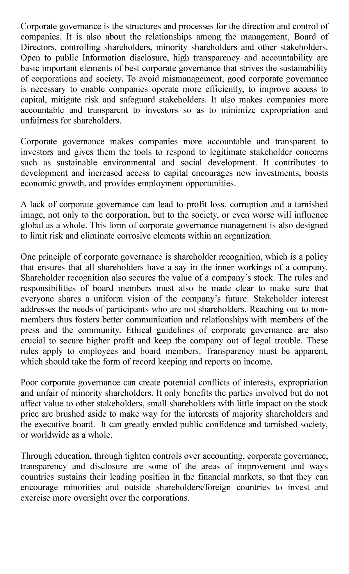 Corporate governance - For notes. - Corporate governance is the ...