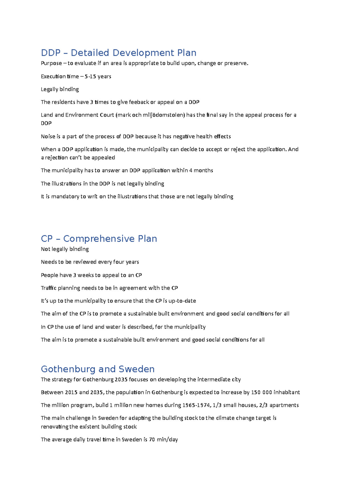 Inför tenta - DDP – Detailed Development Plan Purpose – to evaluate if ...