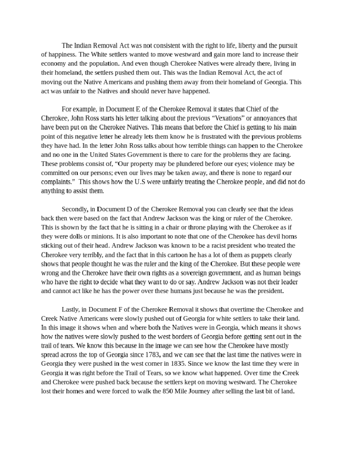 Cherokee Removal DBQ - Google Docs - STAT 2000 - Studocu