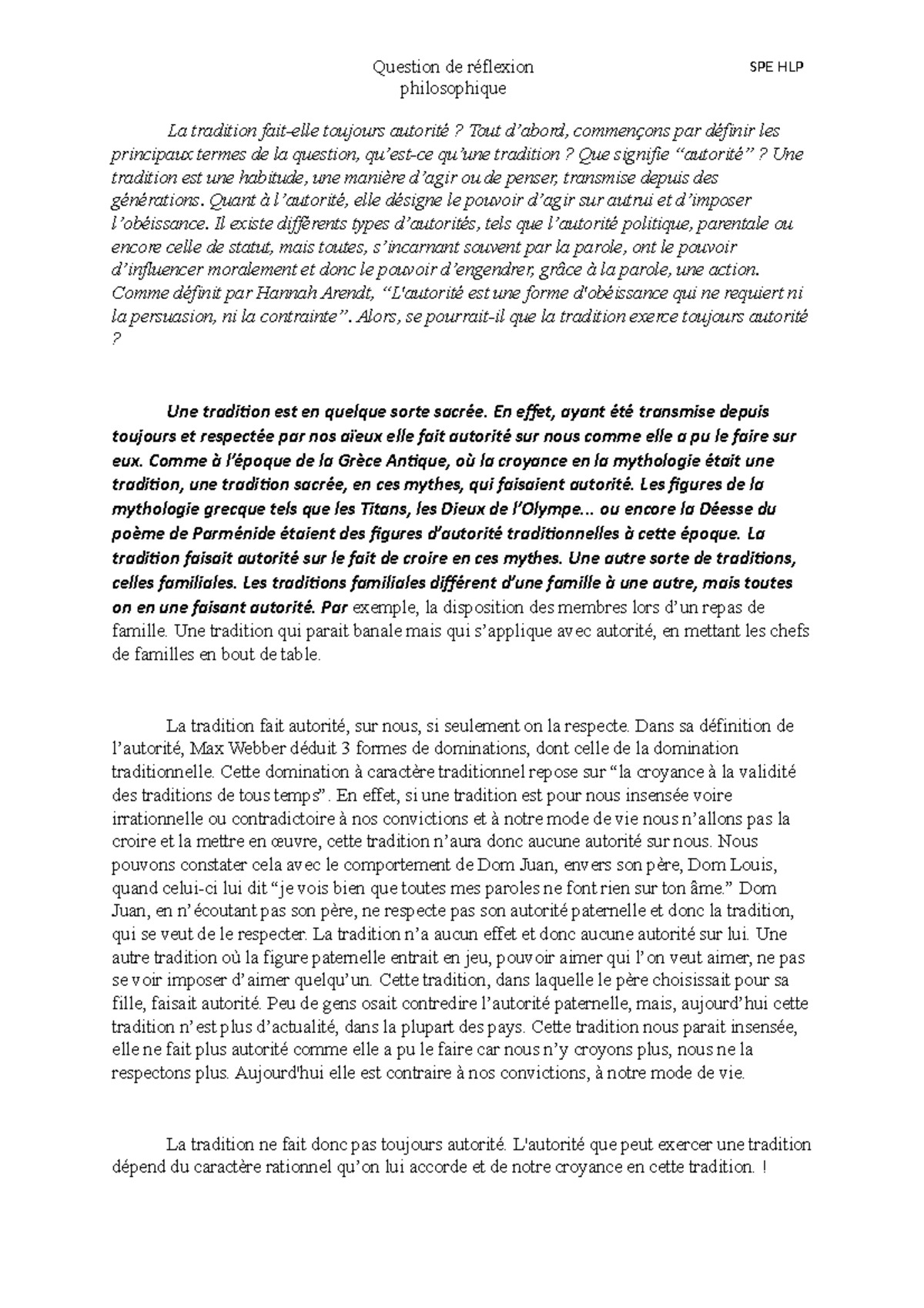 Scpo (15) - prise de note cours - Question de réflexion philosophique ...