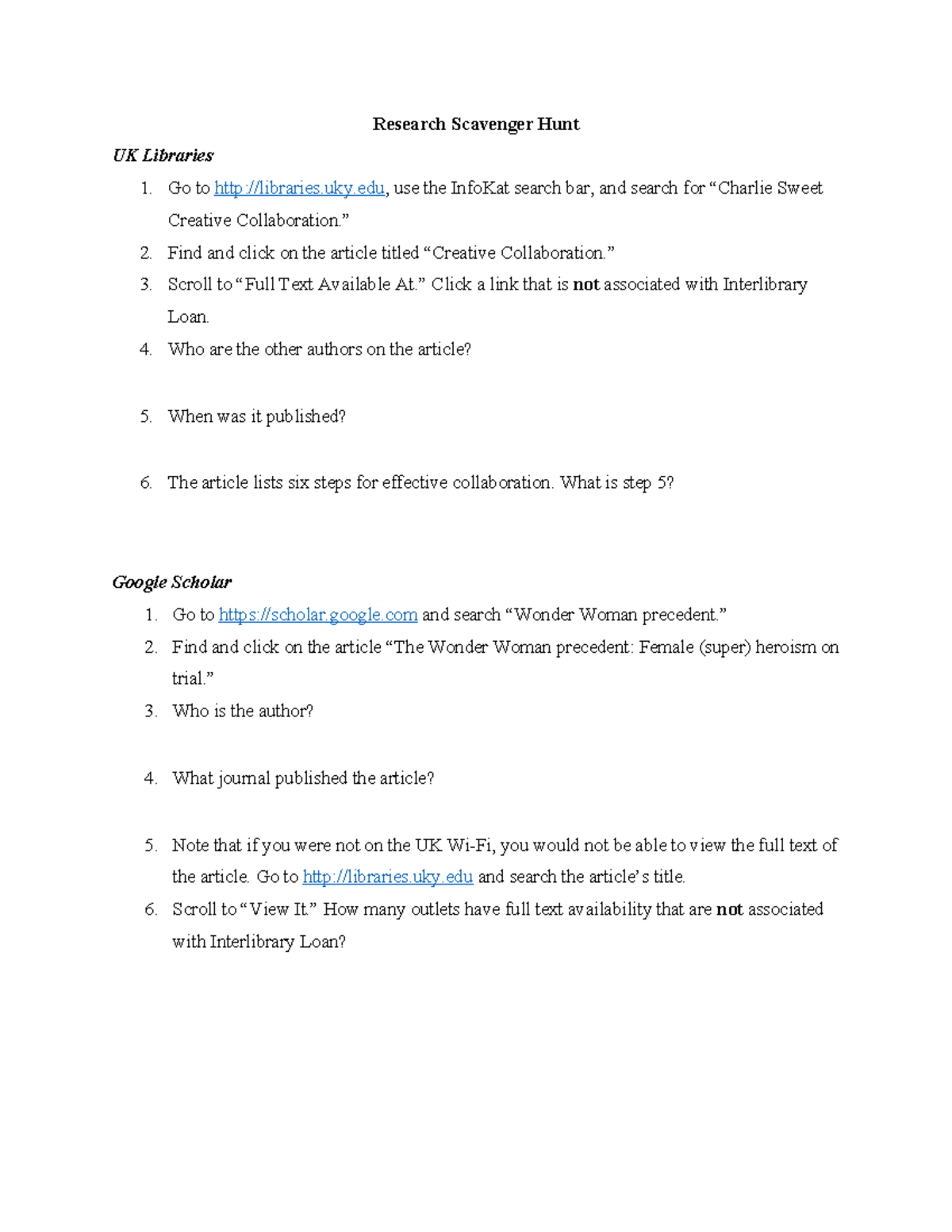 CIS 112 - Research Scavenger Hunt - Research Scavenger Hunt UK ...