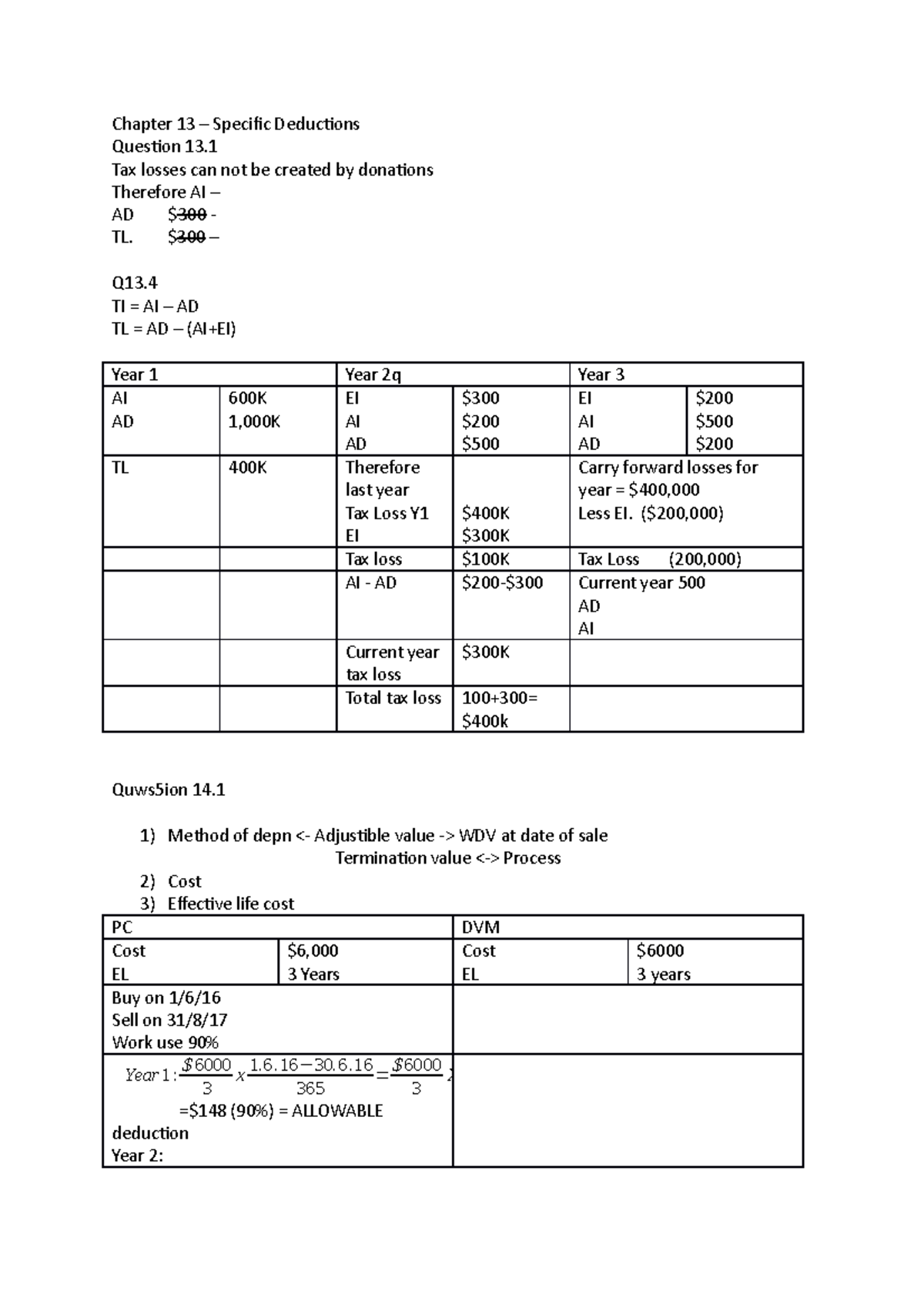 Tutorial w8 - Lecture notes week 8 - Chapter 13 – Specific Deductions ...