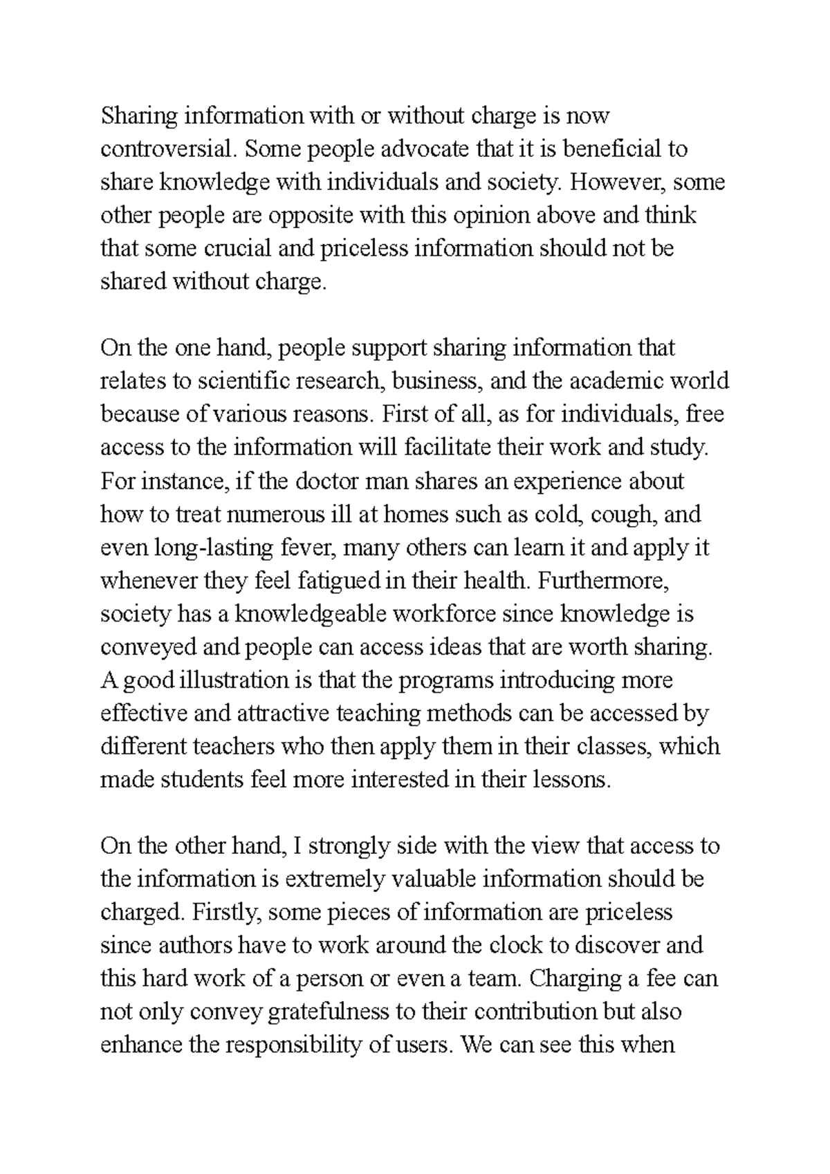 Writing TASK 2- CAM 12 TEST 5 - Sharing information with or without ...