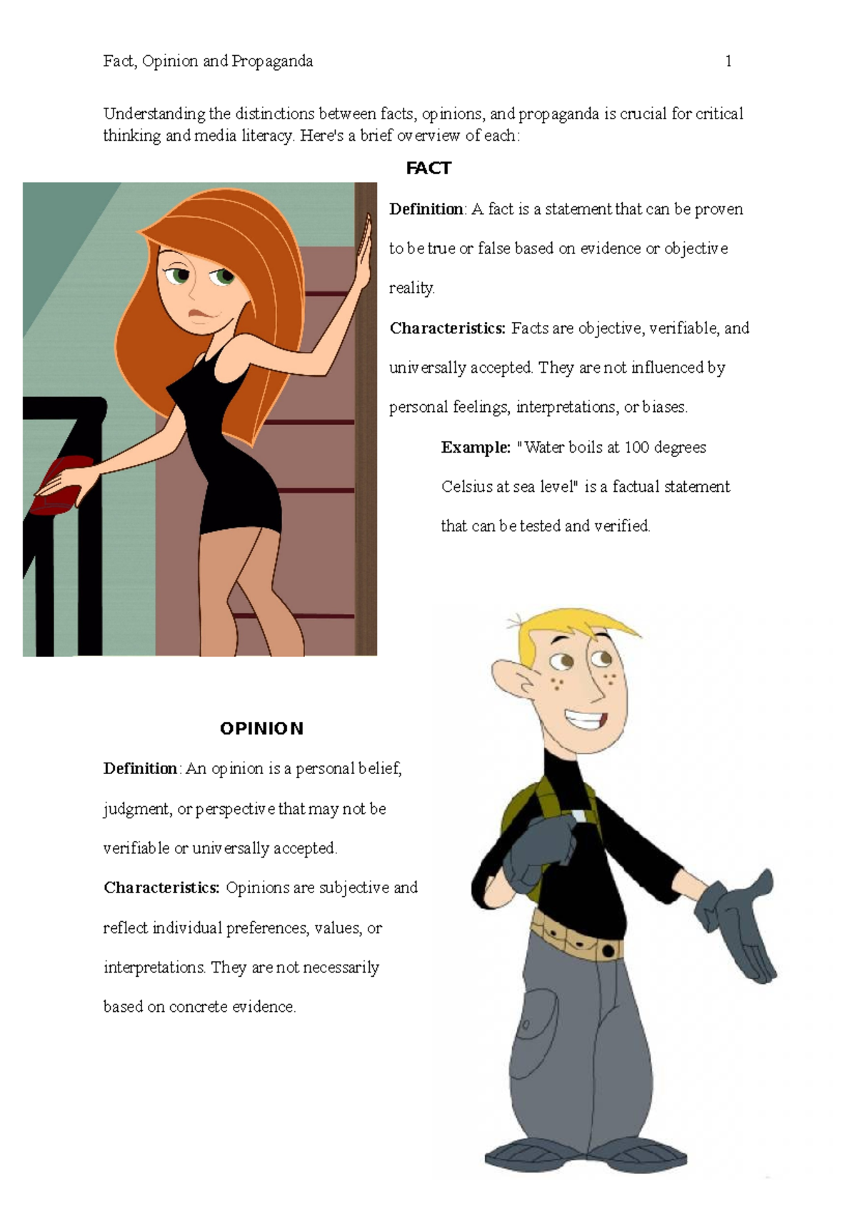 Fact, Opinion & Propaganda - Fact, Opinion and Propaganda 1 ...