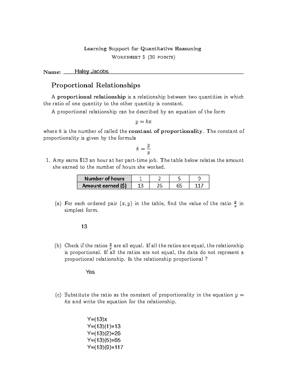 Worksheet+5 - None. - Learning Support for Quantitative Reasoning ...