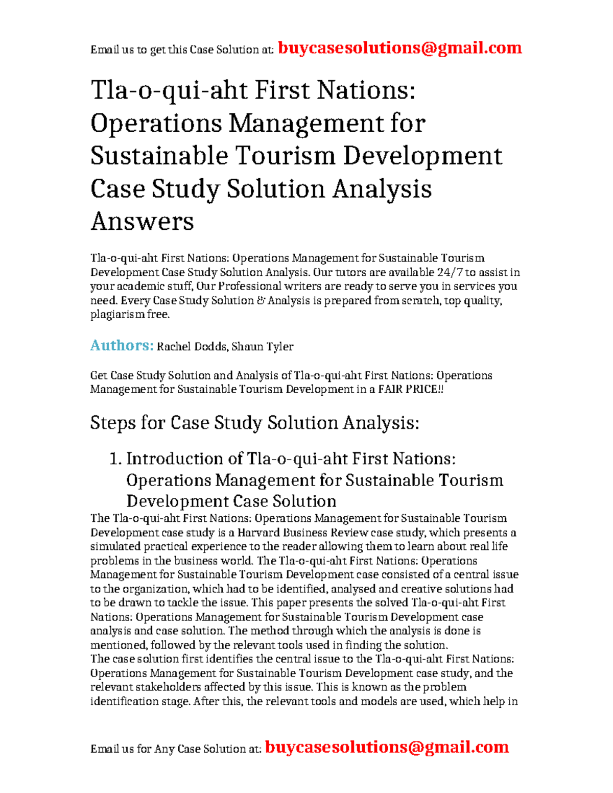 Solution Tla-o-qui-aht First Nations Operations Management for ...