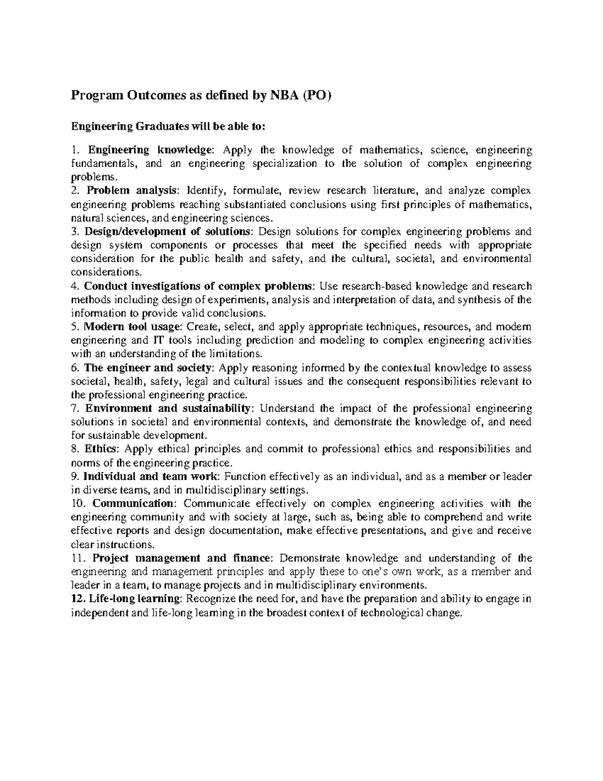 Po, peo, mission vision pso 230818-1 - Program Outcomes as defined by ...