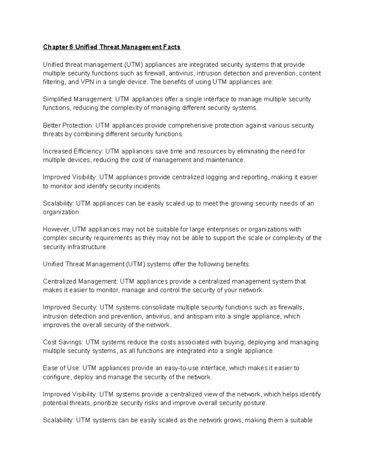 Chapter 6 Unified Threat Management Facts - The benefits of using UTM ...