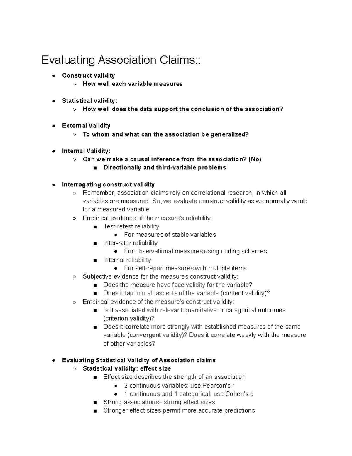 Chapter 8 pt. 3 (PSY 308 309) - Evaluating Association Claims ...