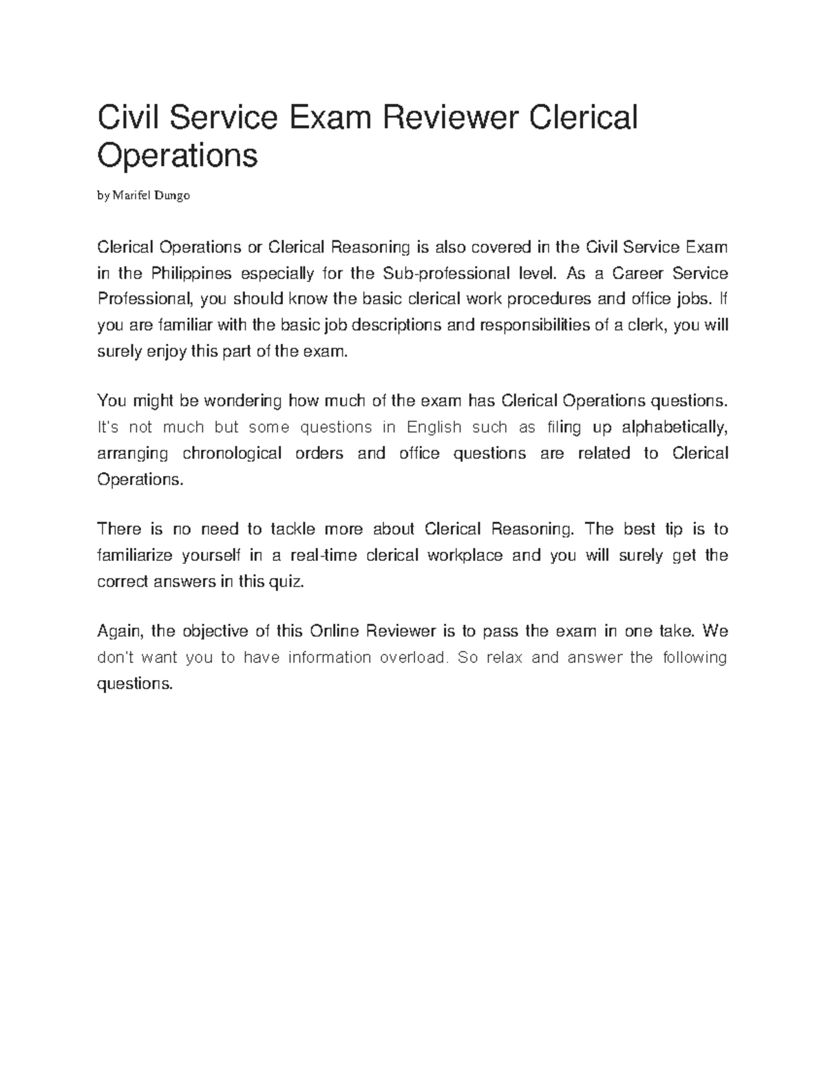 CSE Reviewer P2 1Taker - hope it helps - Civil Service Exam Reviewer ...