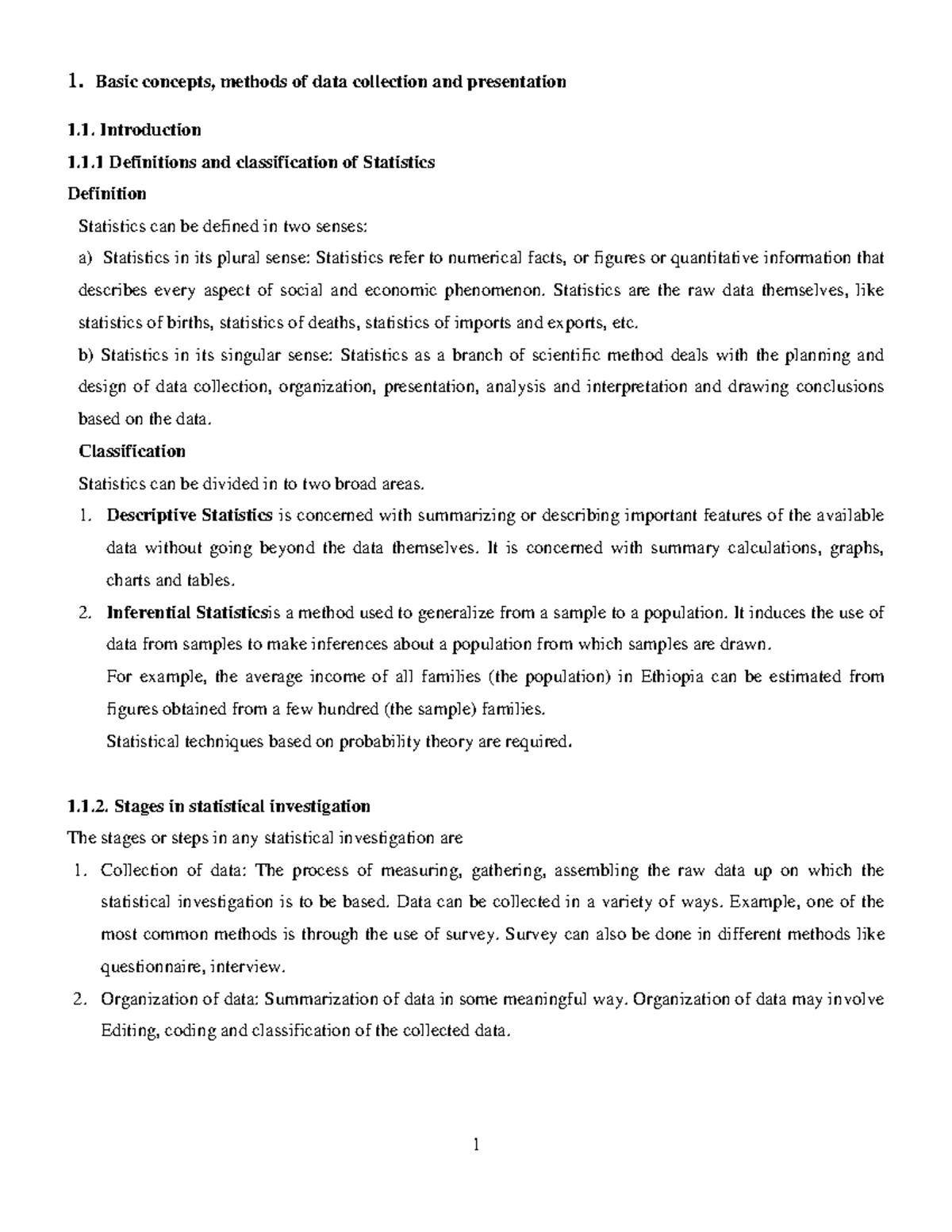 Statistics and probablity note - 1. Basic concepts, methods of data ...