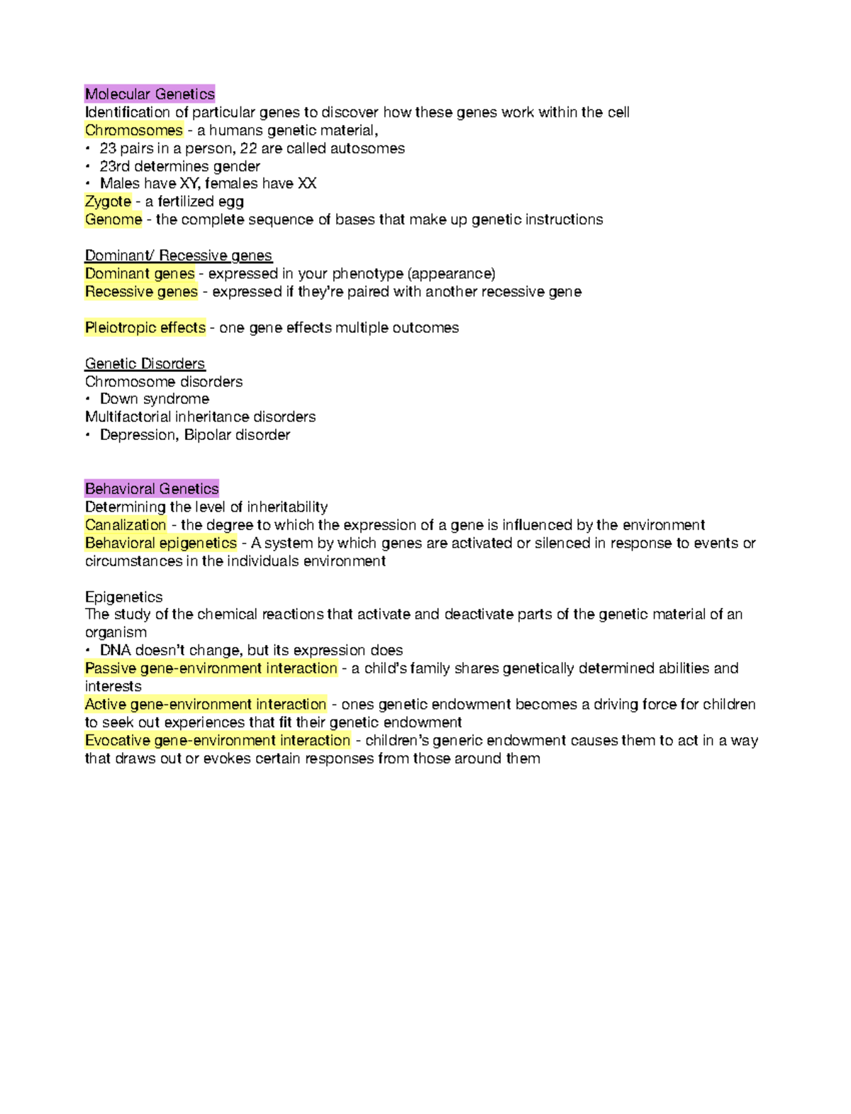 Chapter 4 - Nature vs. Nurture - PSY 221 - Molecular Genetics ...