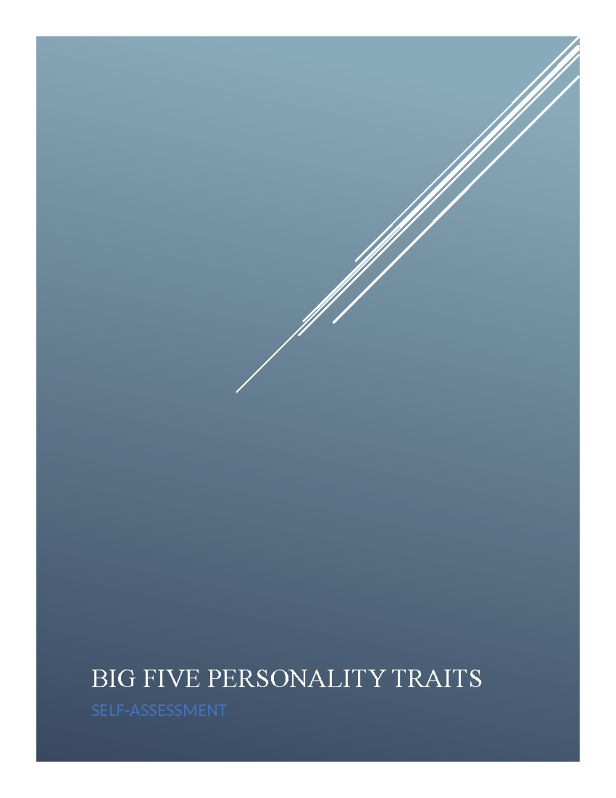 2 1-3 journal- O.C.E - N/A - BIG FIVE PERSONALITY TRAITS SELF ...