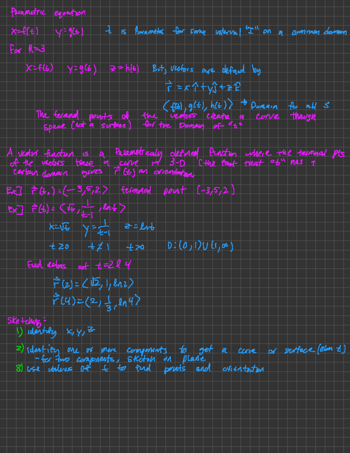 Vector Valued Functions Intro - Parametric equation =f[t ) y - get ) t is Parameter for some ...