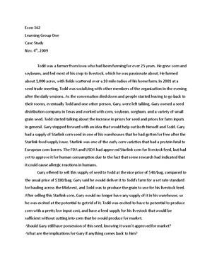 Lecture notes, lecture Case Study Veterinary Teaching Animals - Case ...