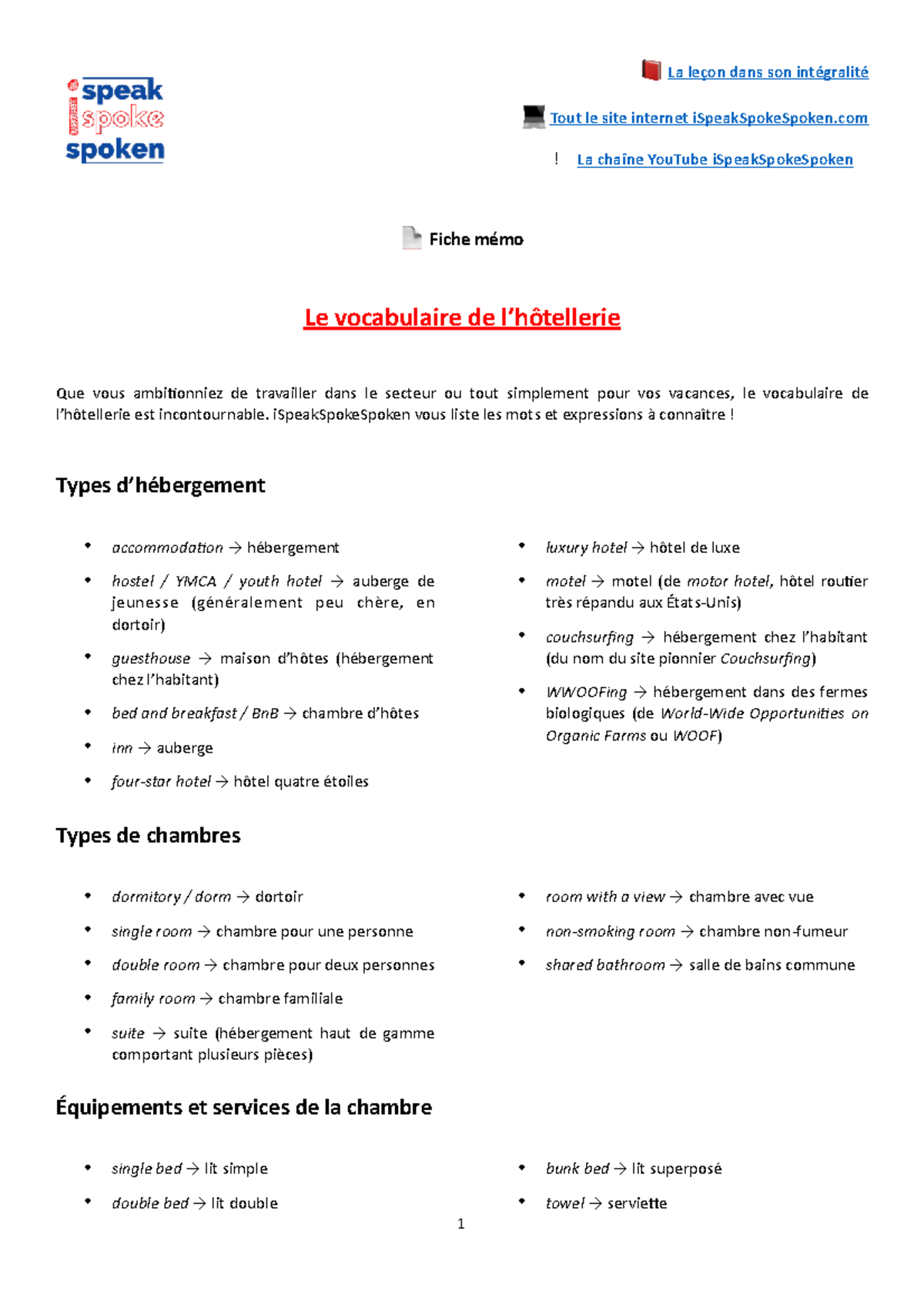Fiche+memo+51+i SSS+-+Vocabulaire+hotellerie+-+V1+copie - 📕 La leçon ...
