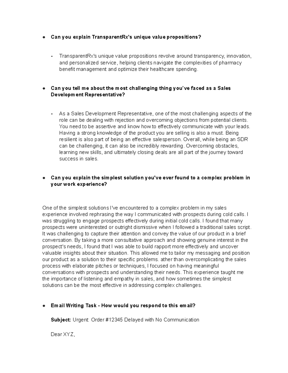 Take Home Test - SDR - Note for tutorial work - Can you explain ...