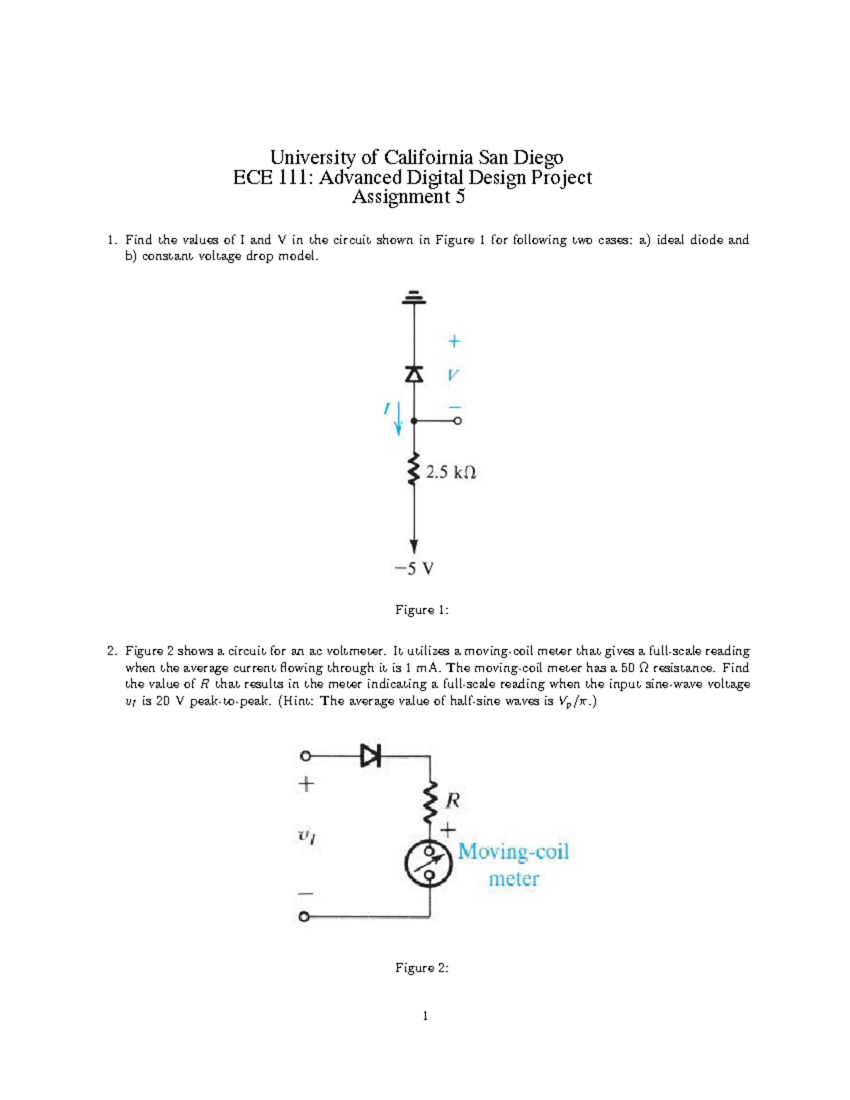 ECE 111 Assignment 5 - ES 104: Introduction to Analog and Digital ...