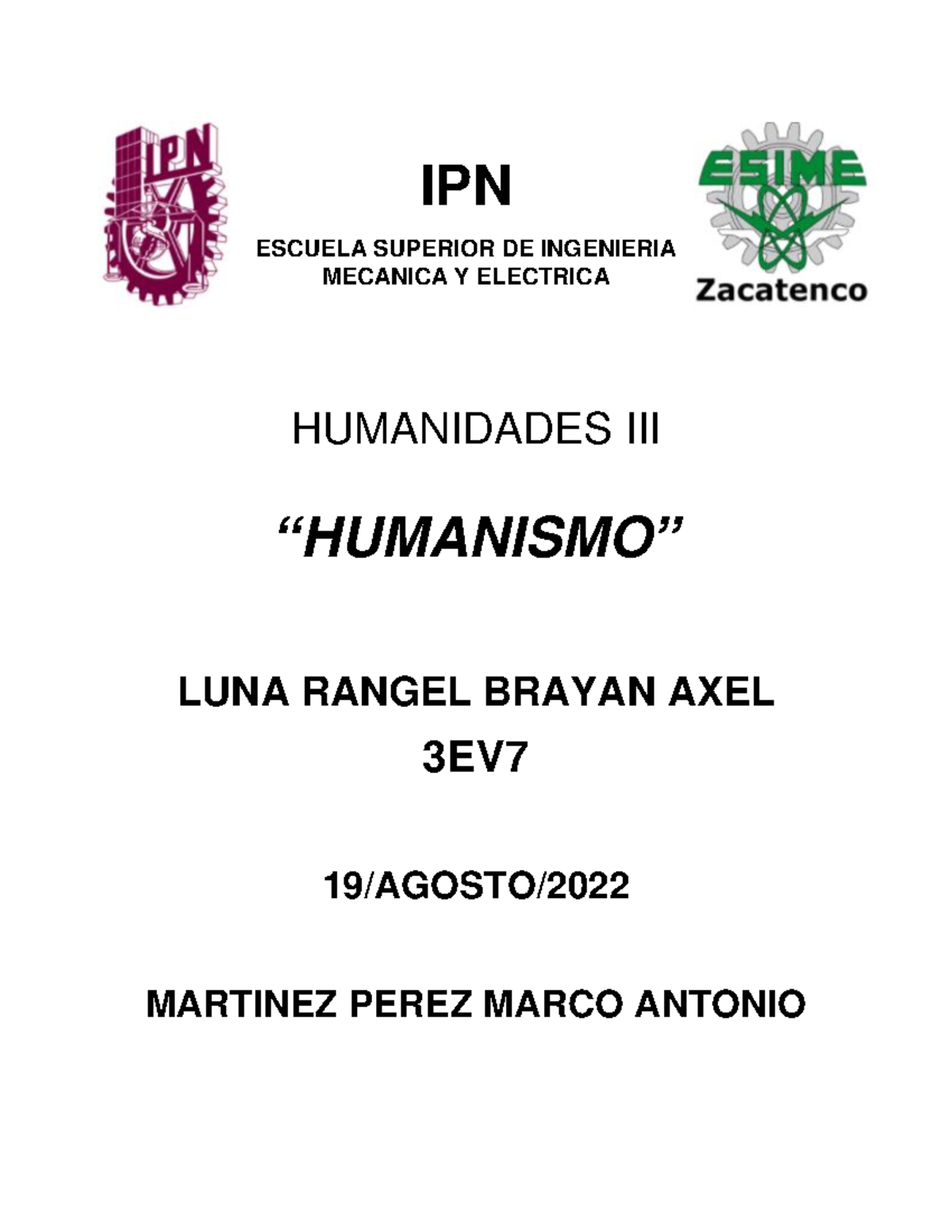 Humanismo - HUMANIDADES III “HUMANISMO” LUNA RANGEL BRAYAN AXEL 3EV 19 ...