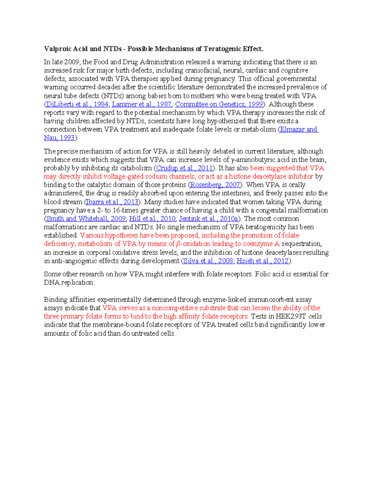 Valproic Acid and NTDs - Summary Topics In Nursing - Valproic Acid and NTDs - Possible ...