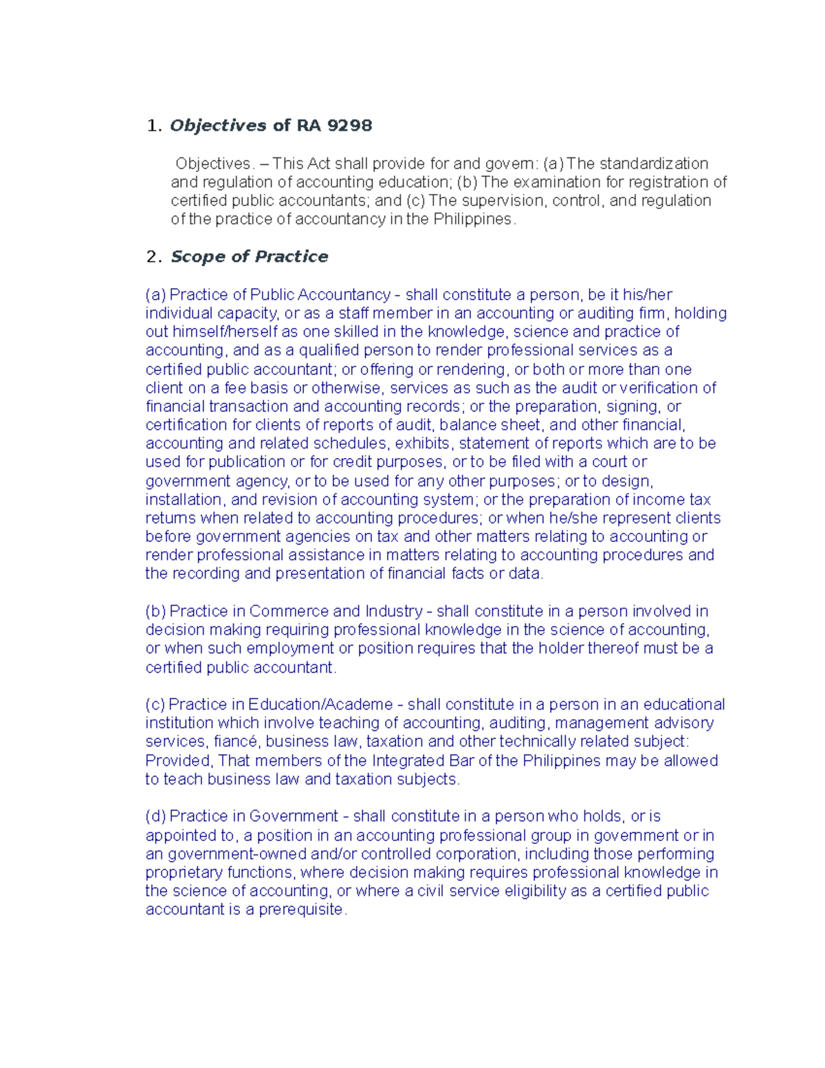RA 9298 - assignment - Objectives of RA 9298 Objectives. – This Act ...
