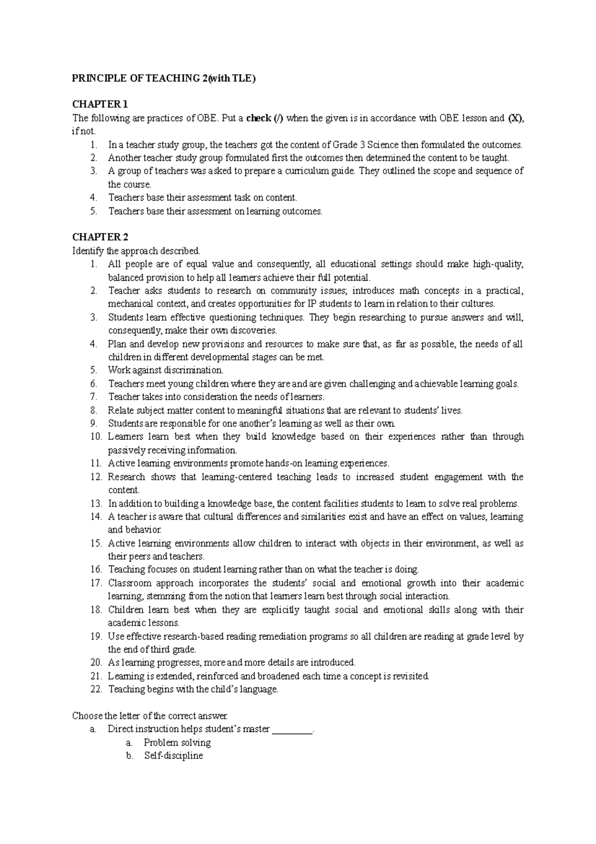 Principles of Teaching 2 with TLE - PRINCIPLE OF TEACHING 2(with TLE ...