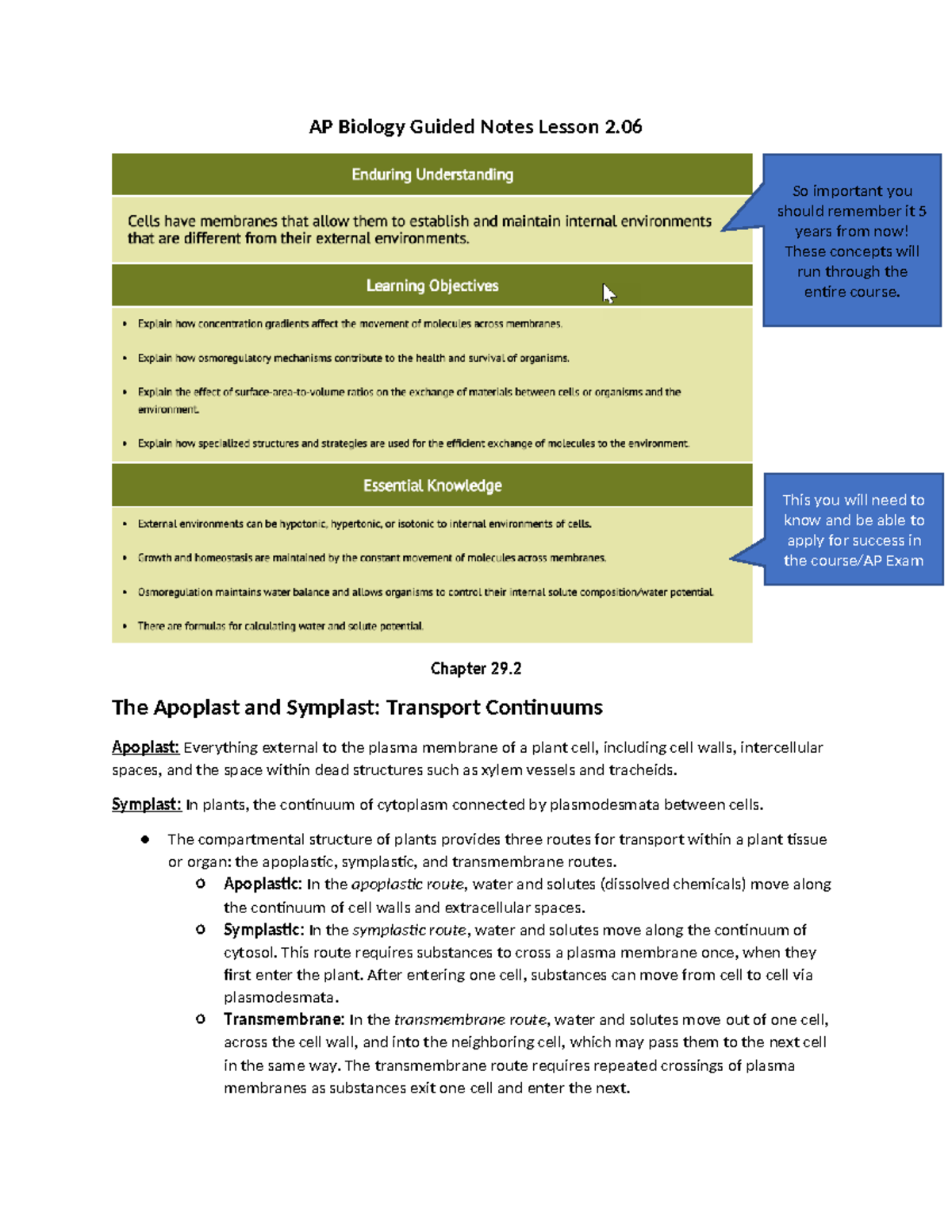 AP Bio 2.06 Guided Notes - AP Biology Guided Notes Lesson 2. Chapter 29 ...