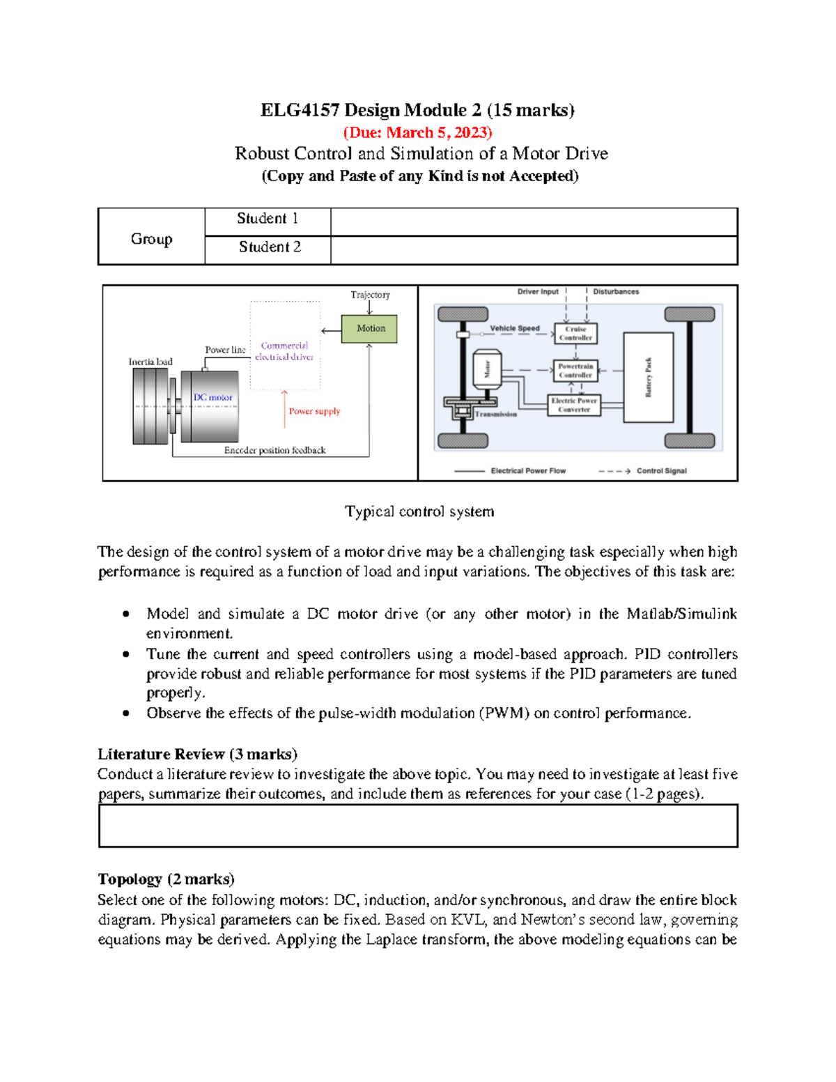 ELG4157Design Module 22023 - ELG4157 Design Module 2 (15 marks) (Due: March 5, 2023) Robust ...