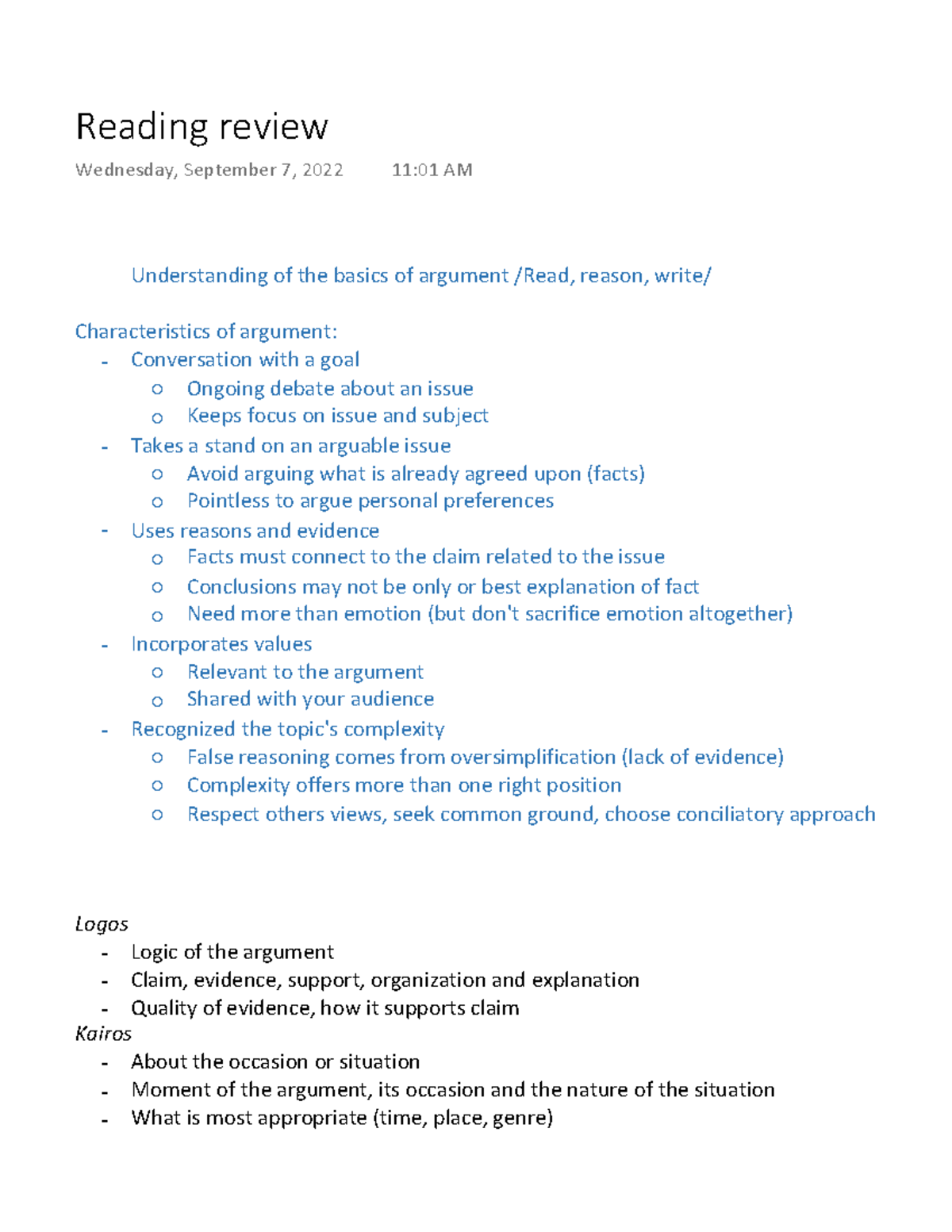 Reading review - Understanding of the basics of argument /Read, reason ...
