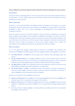 PLS1502 Essay Bewaji - Critically discuss how John Ayetunde Bewaji ...