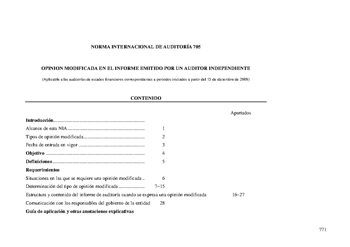NIA 705 - NIA 705 - NORMA INTERNACIONAL DE AUDITORÍA 705 OPINION ...