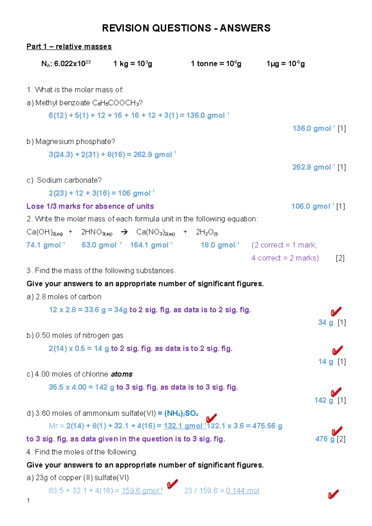 13. Revision question pack ANS - REVISION QUESTIONS - ANSWERS Part 1 ...