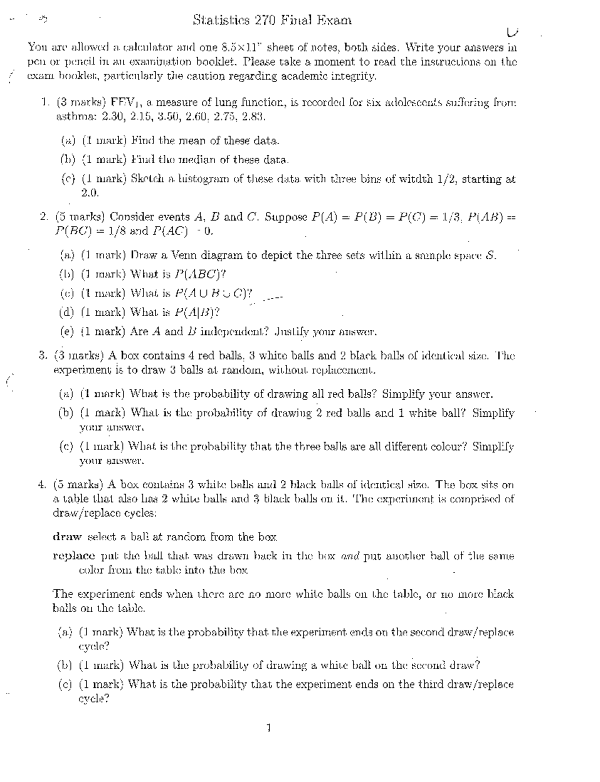 STAT 270-final 2 - n/a - STAT 270 - Studocu