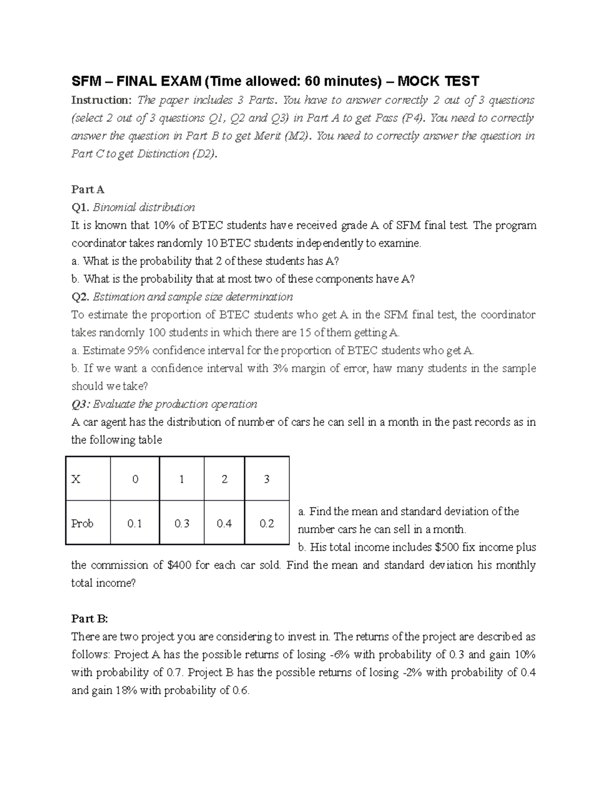 SFM 6 2023 Mock test - test - SFM – FINAL EXAM (Time allowed: 60 ...