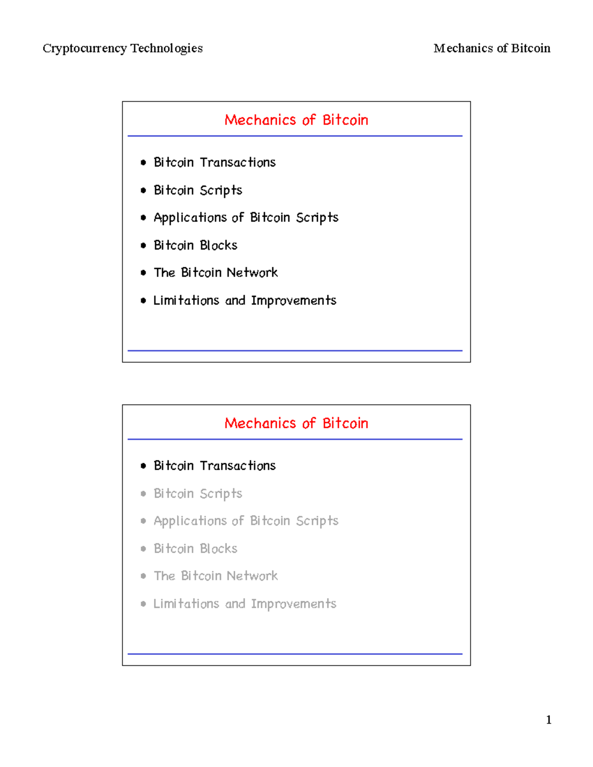 Lec3-mechanics - Lecture Notes - Mechanics of Bitcoin Bitcoin ...